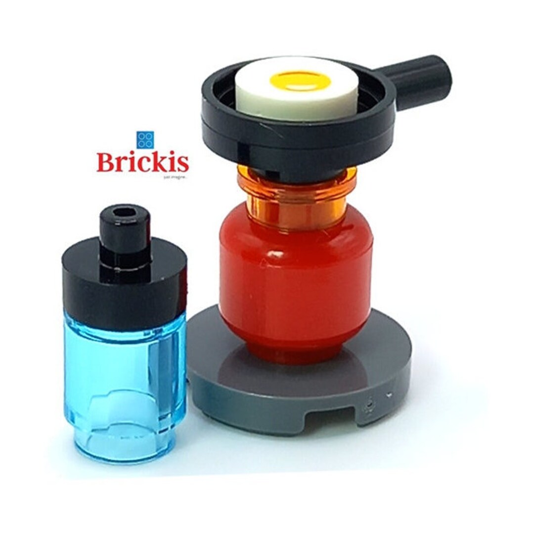 Model Built of LEGO® Bricks Camping Gas - Pan With Egg and Drinking ...