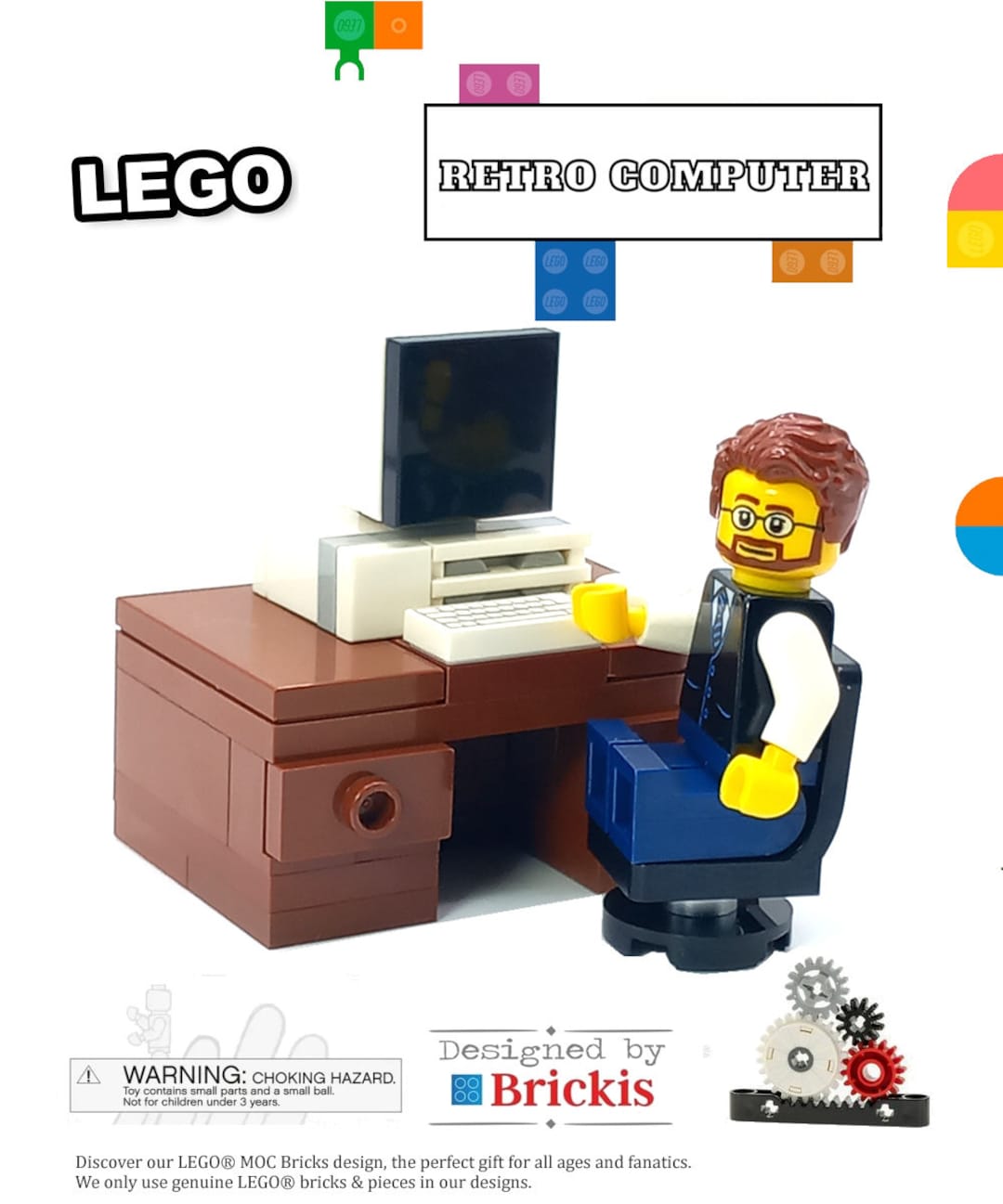 Models Built of LEGO® Bricks LEGO MOC Retro Vintage Pc Computer on Desk ...