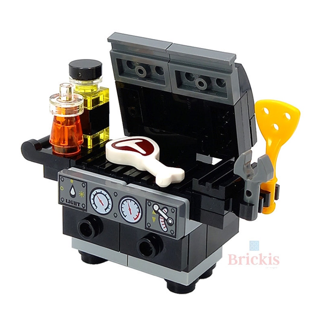 MOC Deluxe Barbecue BBQ Grill With Steak Custom Design Miniset Models ...