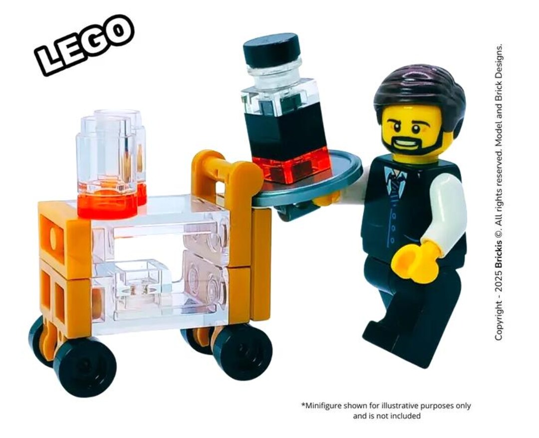 Models Built of LEGO® Bricks MOC Whiskey Cart With Glasses and Bottle ...