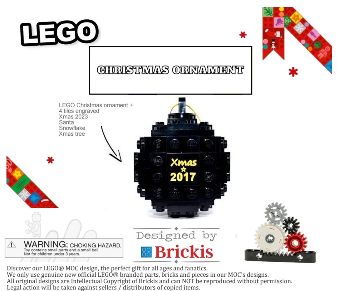 Models Built of LEGO® Bricks XMAS Ornament With 4 ENGRAVED Tiles ...