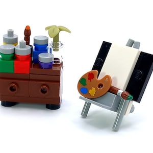 Models Built of LEGO® Bricks MOC Artist Painter With Easel, Paint ...