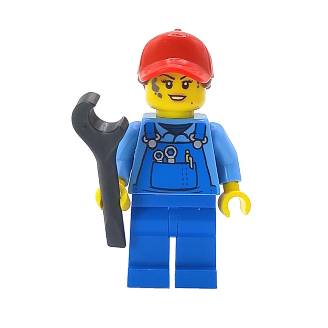 Custom Made With LEGO® Minifigure WOMAN Mechanic With Overall With ...