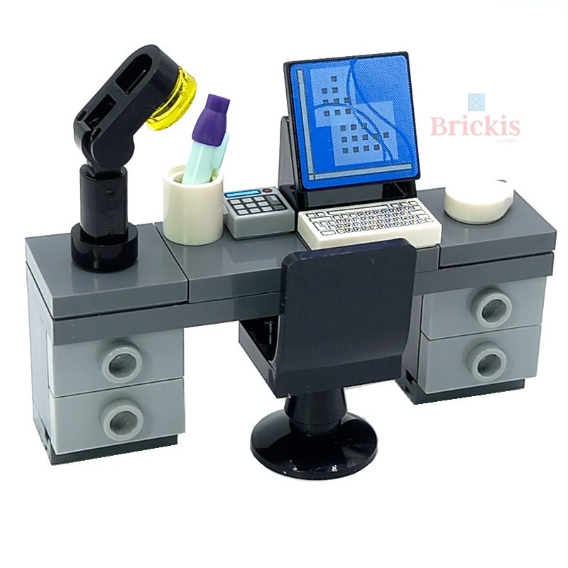 MOC LEGO Office Desk Computer, Working From Home Chair, Keyboard Lamp ...