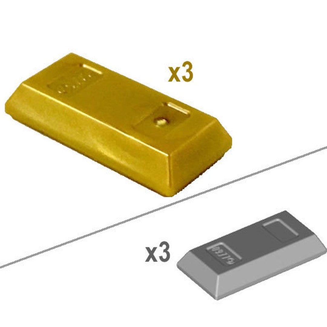 3x LEGO® GOLD or SILVER Ingot Bar - Bill Bank Cash City Parts ...