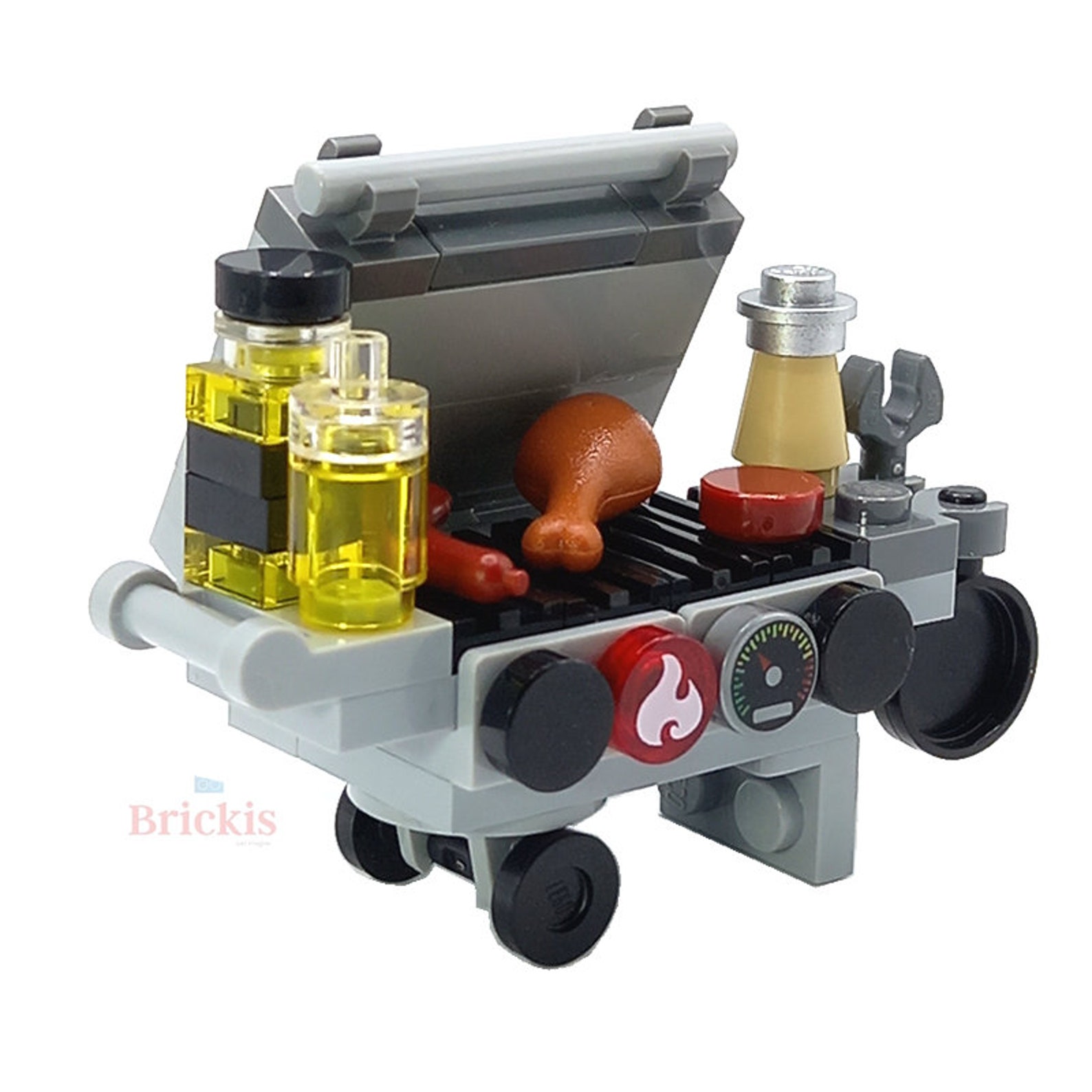 MOC Deluxe Barbecue BBQ Grill With Chicken & Hamburger Custom Design ...