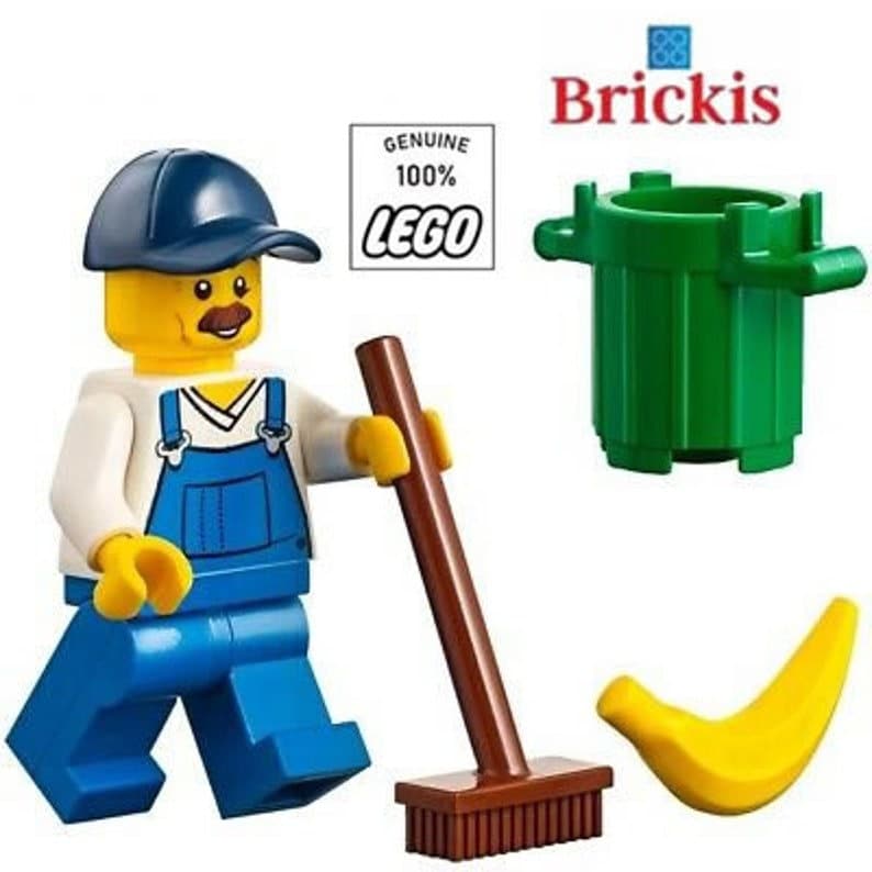 LEGO® mini set of trash can with fish banana broom parts accessories ...