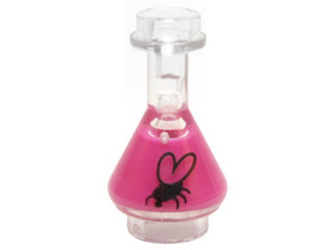 LEGO® Erlenmeyer Flask With Magenta Fluid and Black Fly Decorated ...