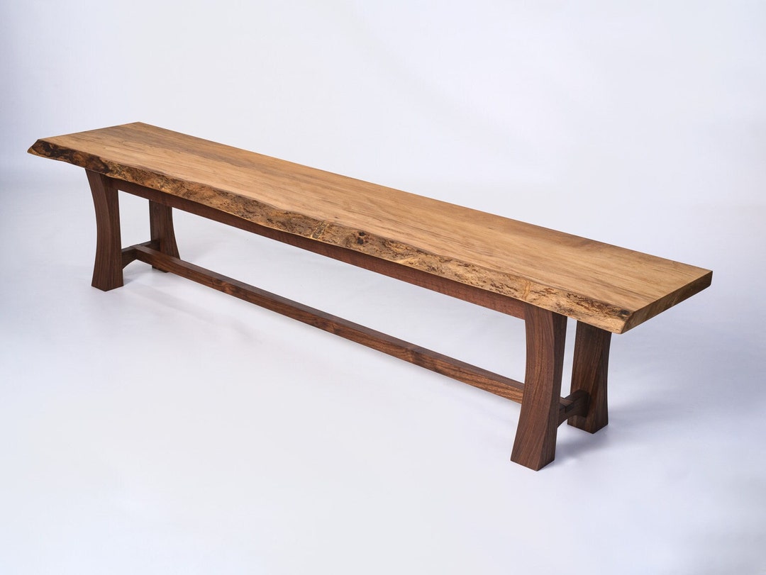 Handmade Live Edge Wooden Dining Table Bench - Modern Solid Wood Bench ...