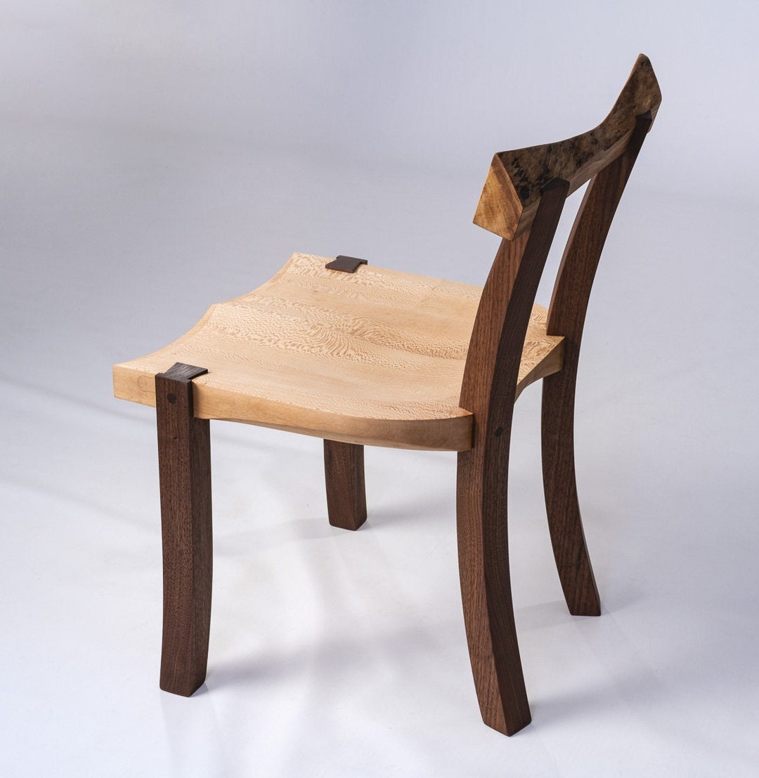 Handmade Modern Armless Dining Chair for Kitchen - Walnut Wood Side ...