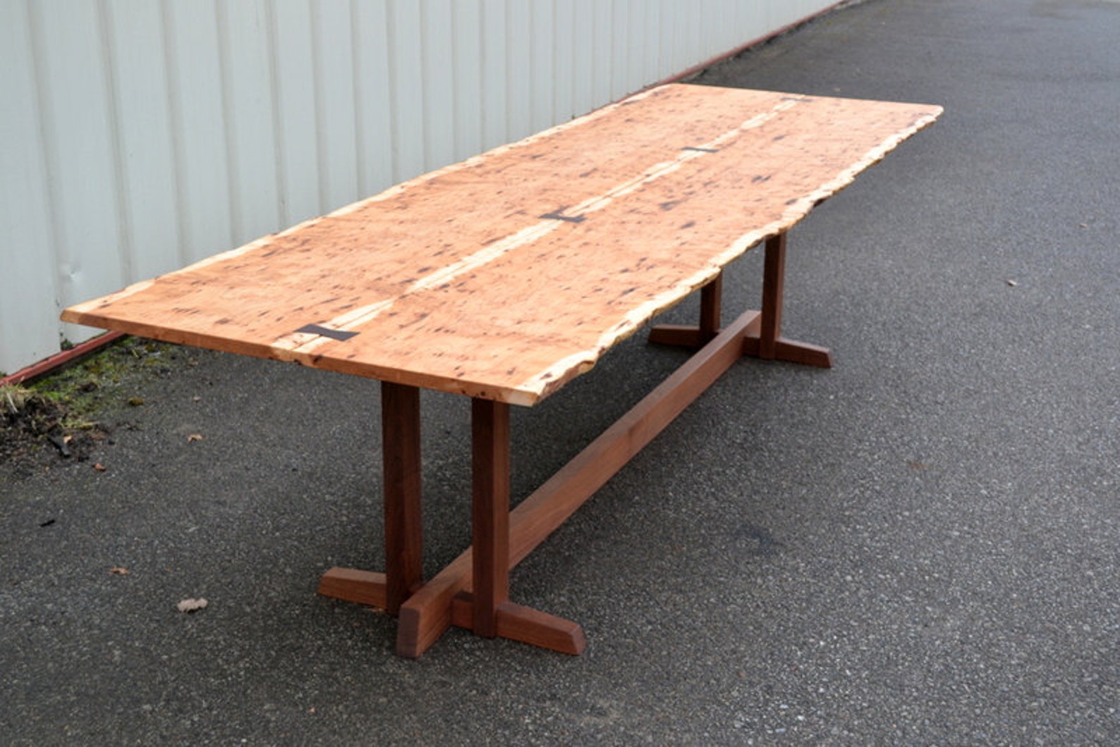 Live Edge Hickory Dining Table With Nakashima Style Base - Etsy