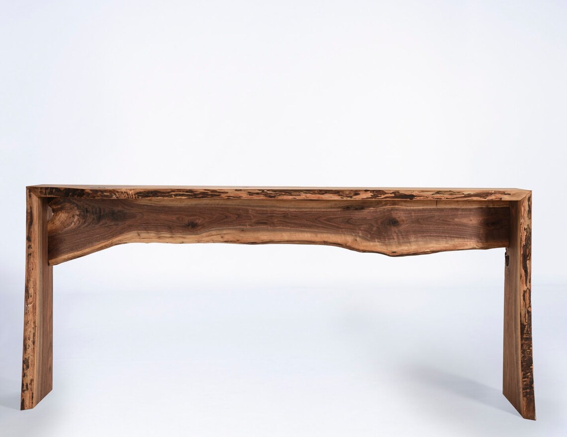 Nesting Long Bar Table for Kitchen - Live Edge Wood Walnut Sofa Bar ...