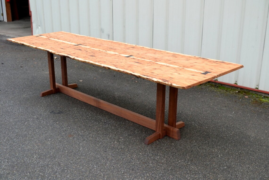 Live Edge Hickory Dining Table With Nakashima Style Base - Etsy