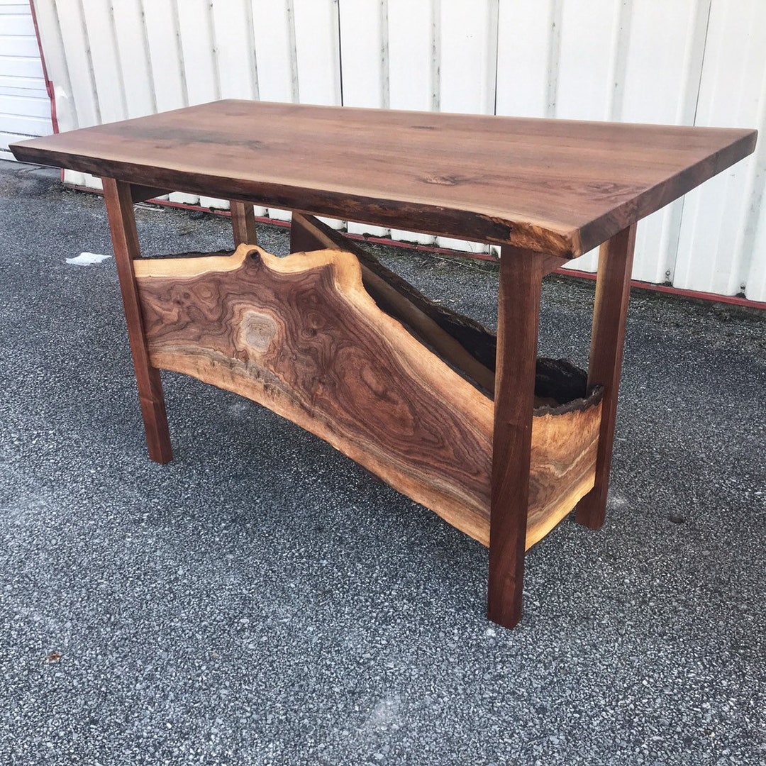 Live Edge Standing Desk Bar Table for Living Room Decor - Handmade ...