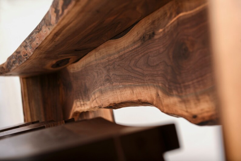 Nesting Long Bar Table for Kitchen - Live Edge Wood Walnut Sofa Bar ...