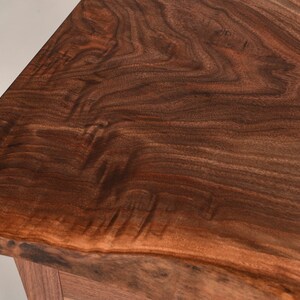 Live Edge Wooden Side Table With Drawer - Mid Century Modern Bedside ...
