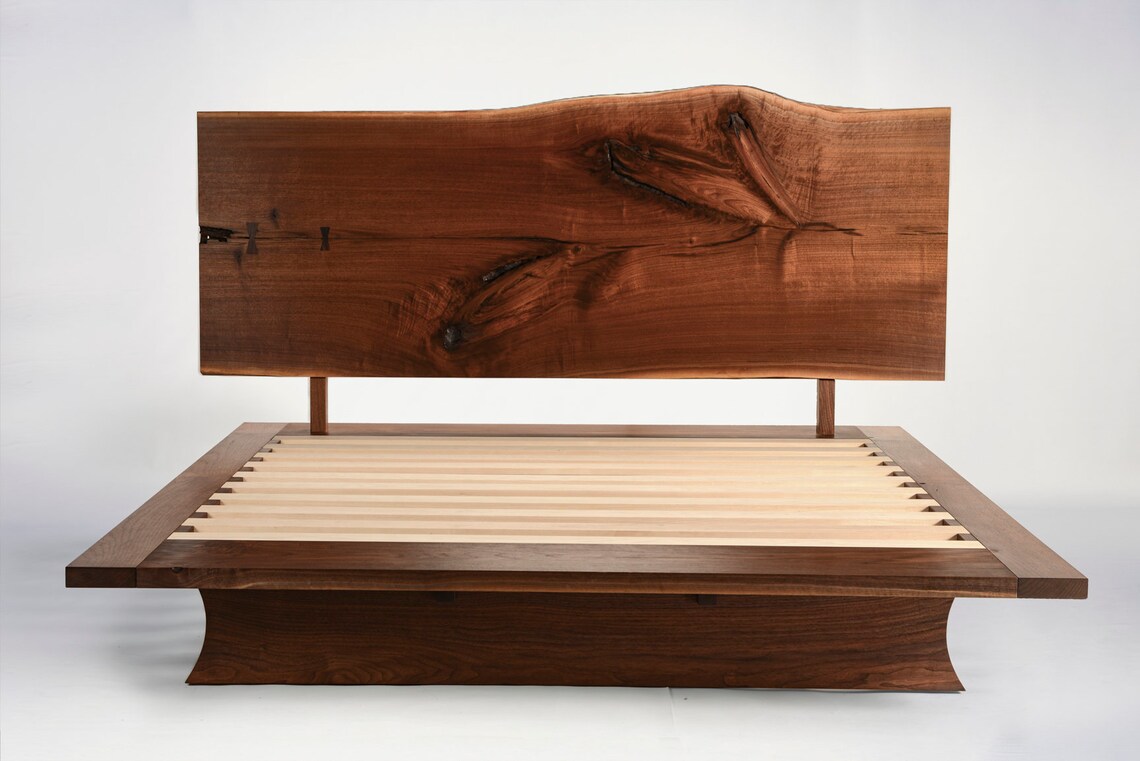 Live Edge Platform Bed, Walnut - Etsy