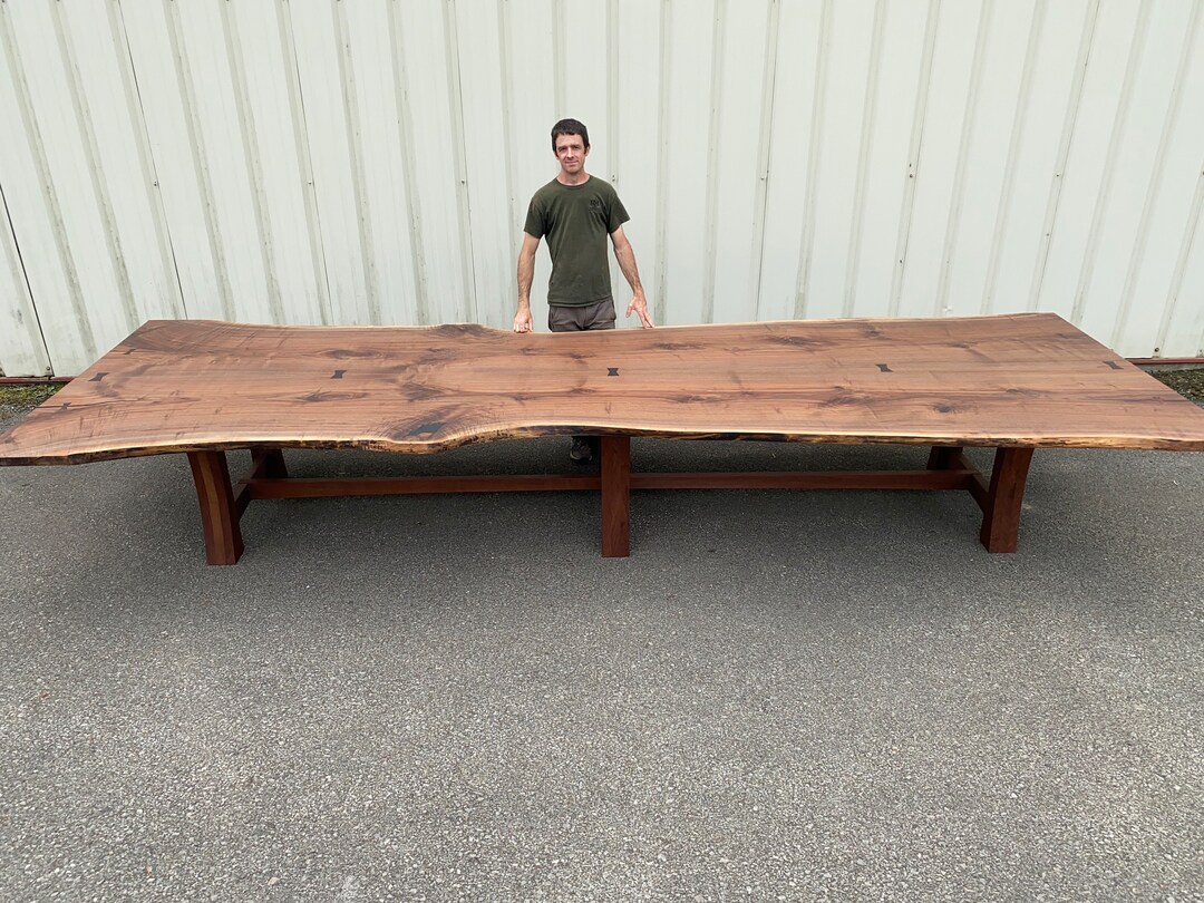 Long Bar Table for Large Conference Room - Live Edge Wood Walnut ...