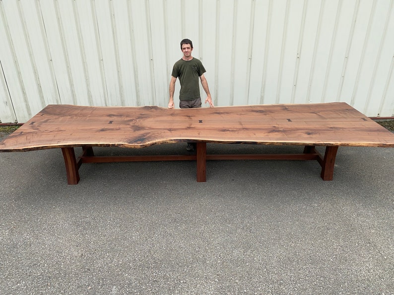 Huge Farmhouse Table Handmade Furniture - Live Edge Wood Walnut Long ...