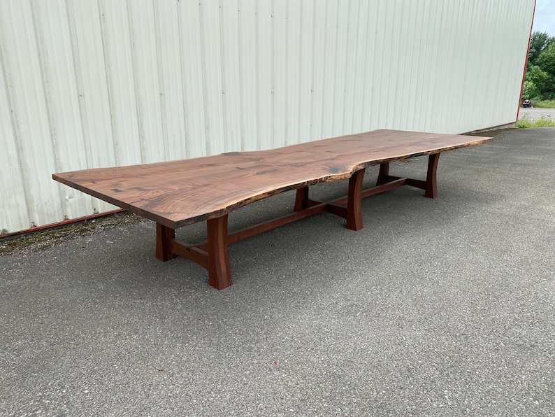 Huge Farmhouse Table Handmade Furniture - Live Edge Wood Walnut Long ...