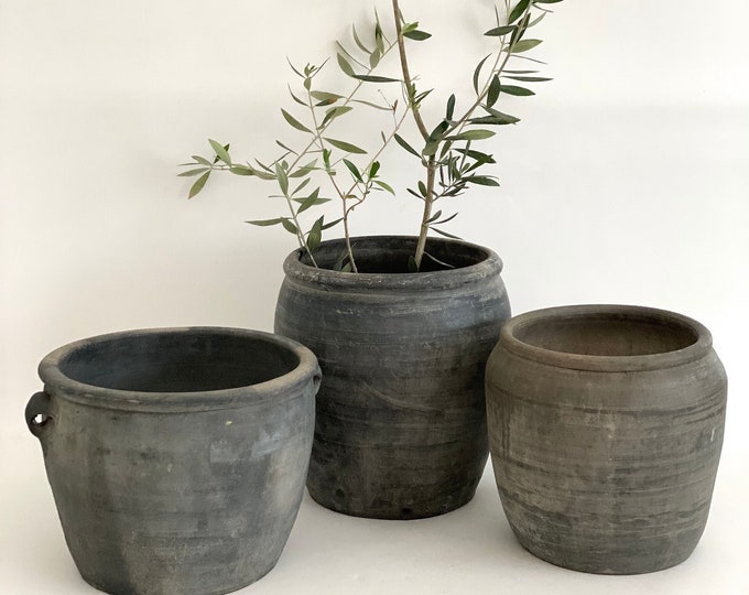 Rustic Black Gray Pottery Jug Vessel - Etsy