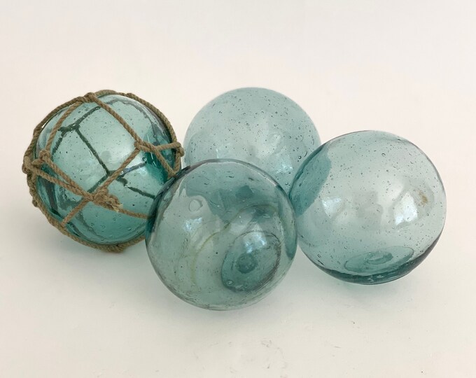 1960s Japanese Fishing Floats Set of 4 Aqua Glass Fishing Floats - Etsy