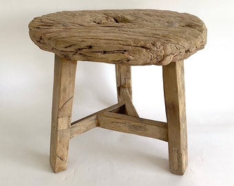 Rustic Antique Wood Wheel Side Table Recycled Modern Farmhouse | Etsy