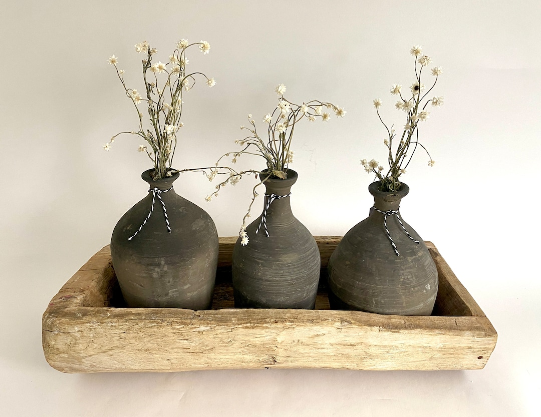 Rustic Gray Pottery Vase Hand-crafted - Etsy