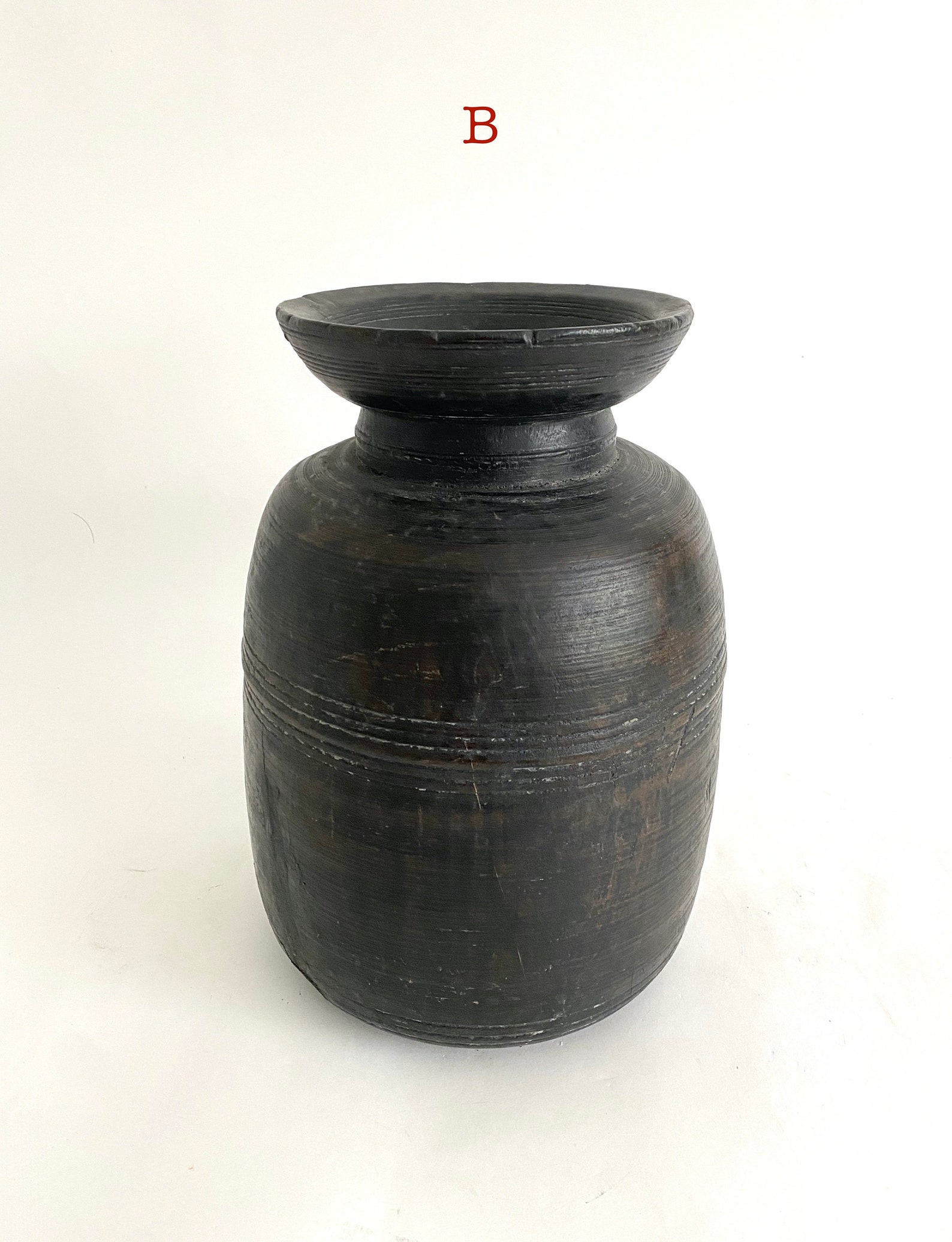 Rustic Wood Carved Vessel Vase - Etsy