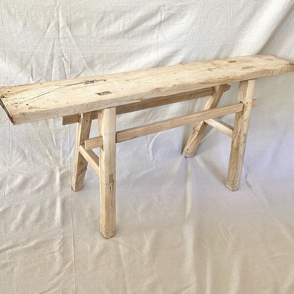 Long Rustic Wood Bench - Etsy
