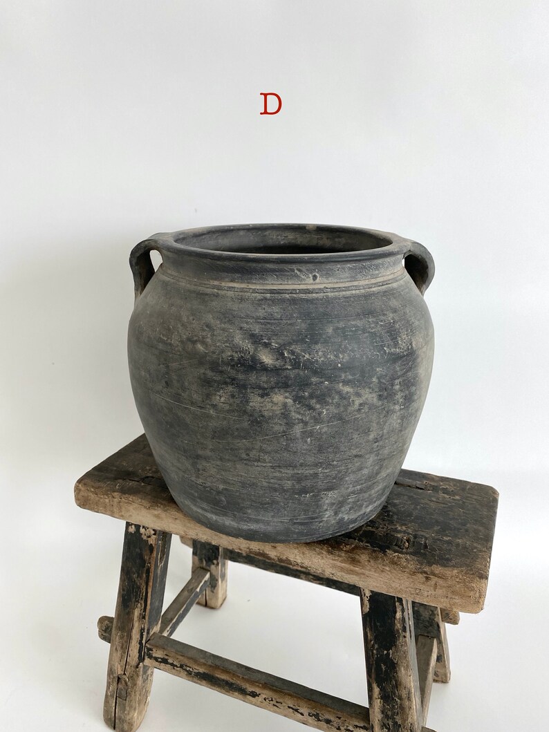 Rustic Black Gray Pottery Jug Vase Vessel - Etsy