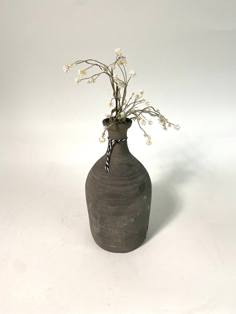 Rustic Gray Pottery Vase Hand-crafted - Etsy