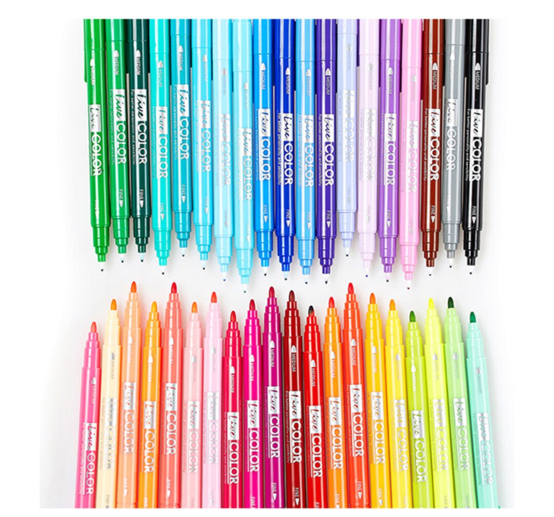 36 Colors Set Monami Live Color Twin Liner Pen Markers Medium & Fine ...