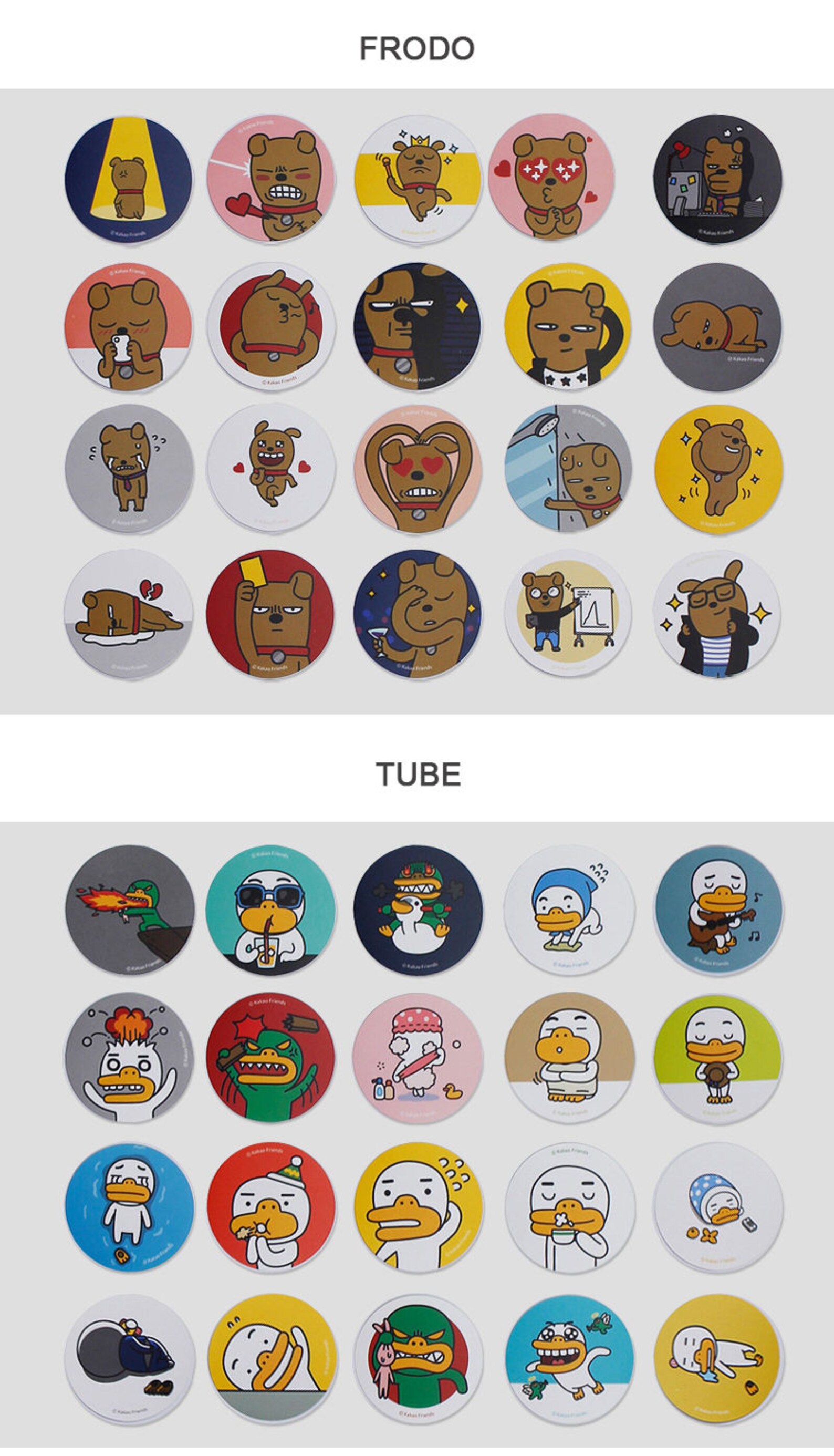 Kakao Friends Character Round Paper Stickers Official Goods | Etsy