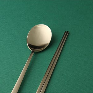 Gold Korean Chopsticks Spoon Set, Stainless Steel Sujeo - Etsy