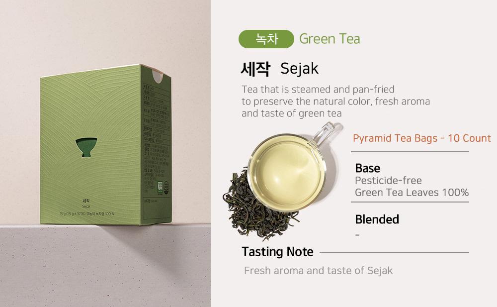 Korean Sejak Green Tea Bags – Traditional Steamed & Pan-fried, Fresh ...