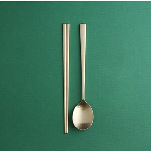 Gold Korean Chopsticks Spoon Set, Stainless Steel Sujeo - Etsy