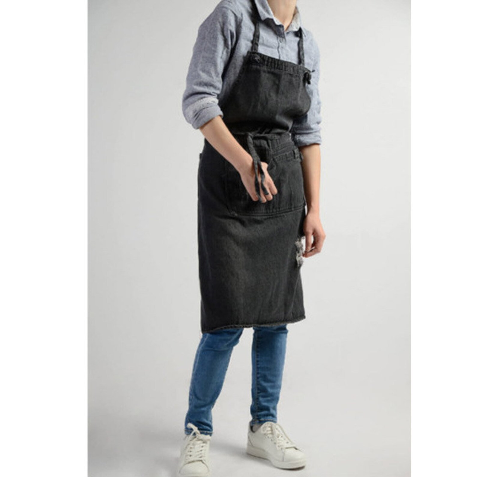 Washing Denim Apron With Pockets Adjustable for Women and Men - Etsy