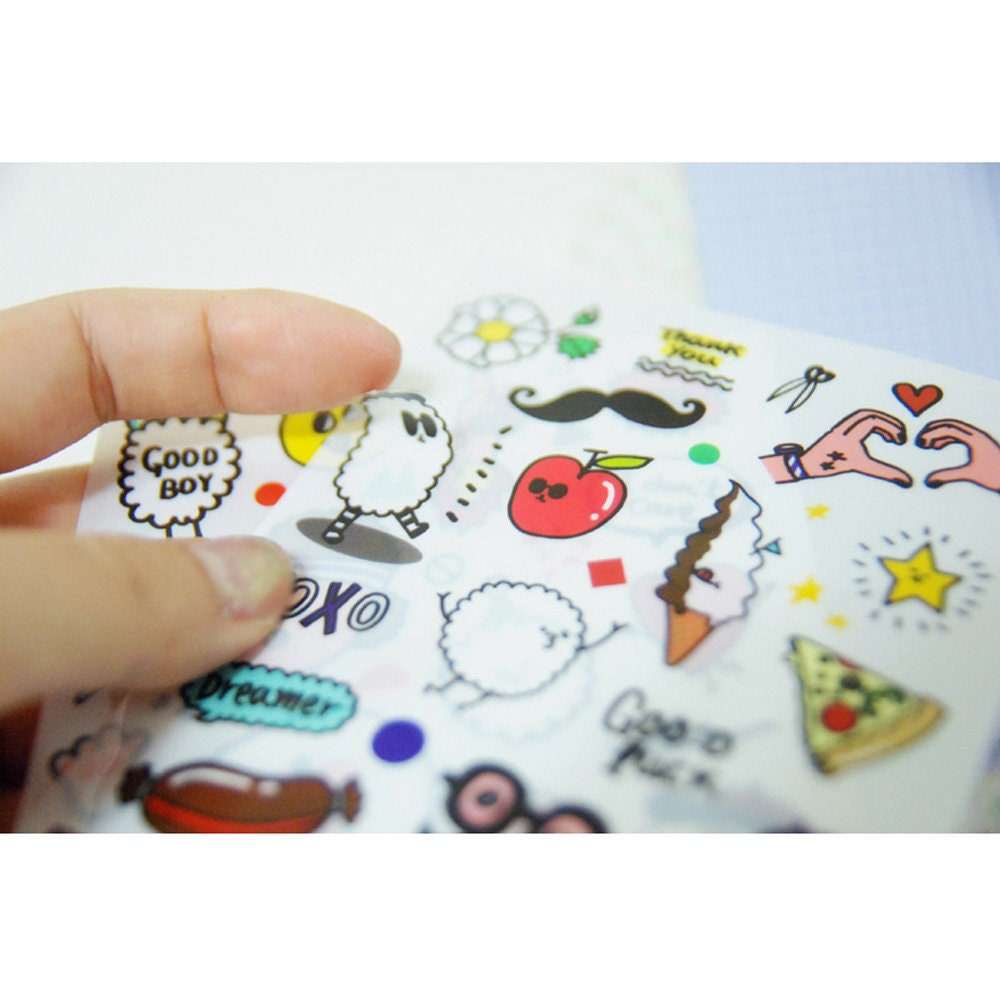 2 Sheets Scrapbook Decor stickers Decals Clear stickers Dairy | Etsy