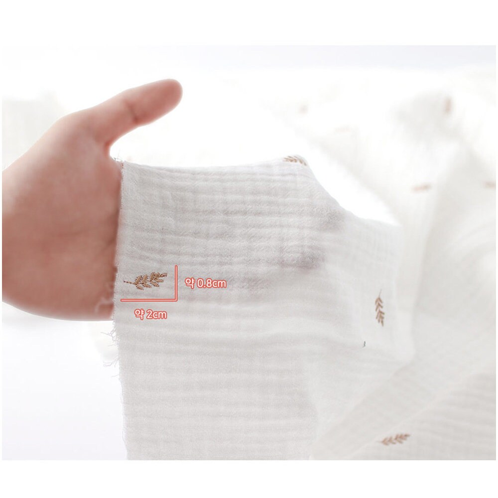 Embroidered Cotton Gauze Fabric by the Yard, Triple Layer - Leaves - Etsy