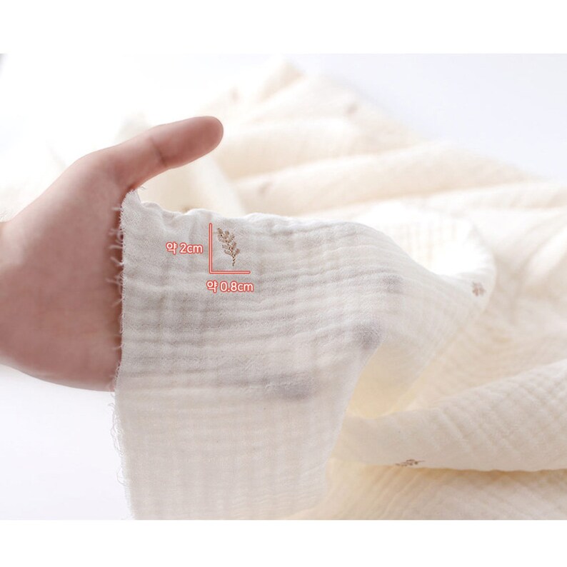 Embroidered Cotton Gauze Fabric by the Yard, Triple Layer - Leaves - Etsy
