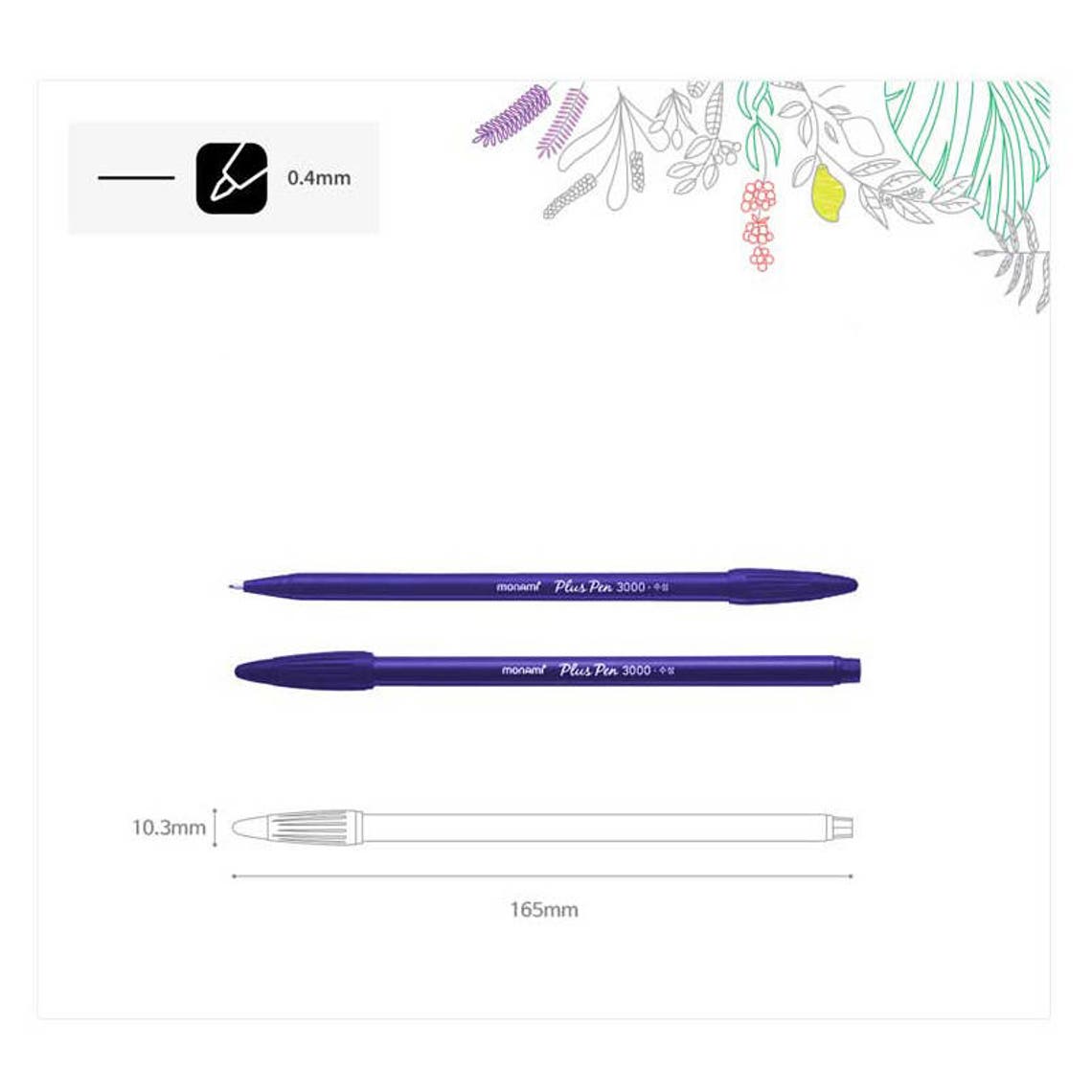 Monami Plus Pen 3000 Water-based Marker 0.4mm Nip Fine Felt | Etsy