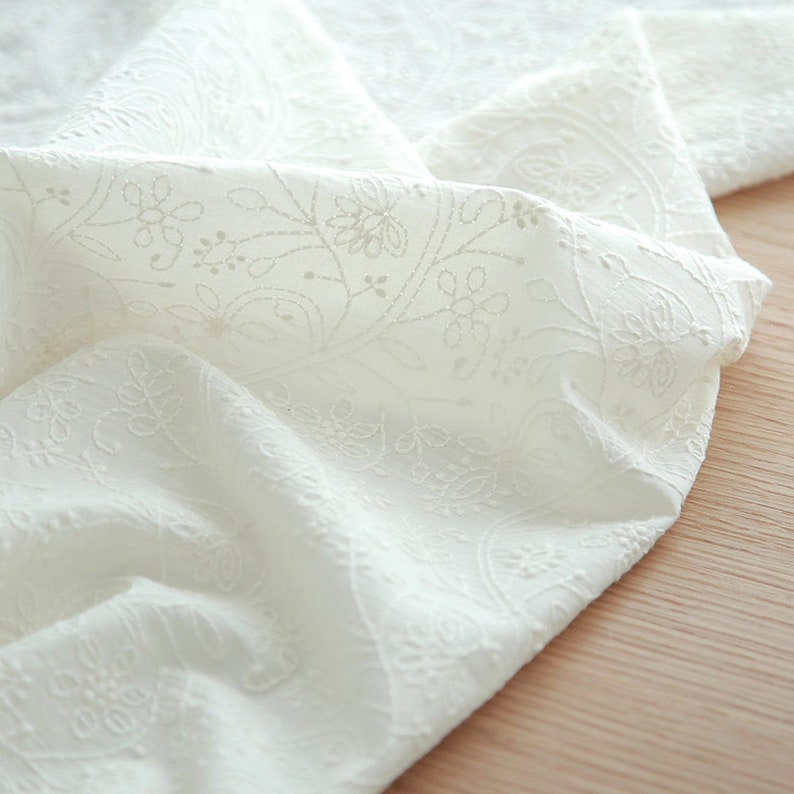 Cotton Embroidered Floral Lace Fabric Clover Lace Asa | Etsy