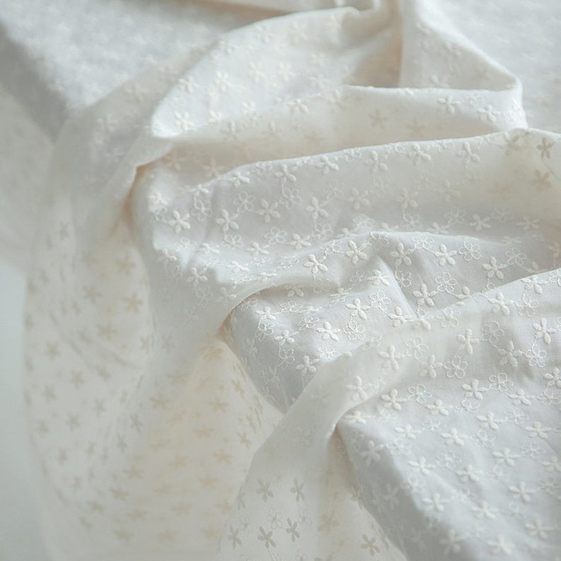 Cotton Embroidered Floral Lace Fabric Clover Lace Asa | Etsy