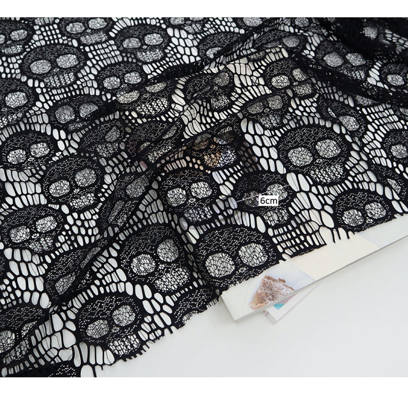 Black Lace Embroidered Skull Lace Fabric Raschel Lace | Etsy