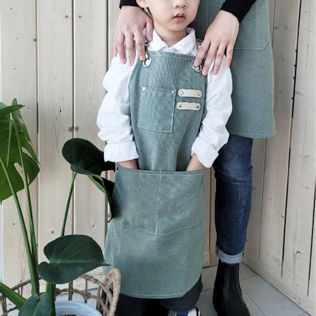 Kids Apron Canvas Apron With Pockets Youth Kids Apron Child Apron Full ...