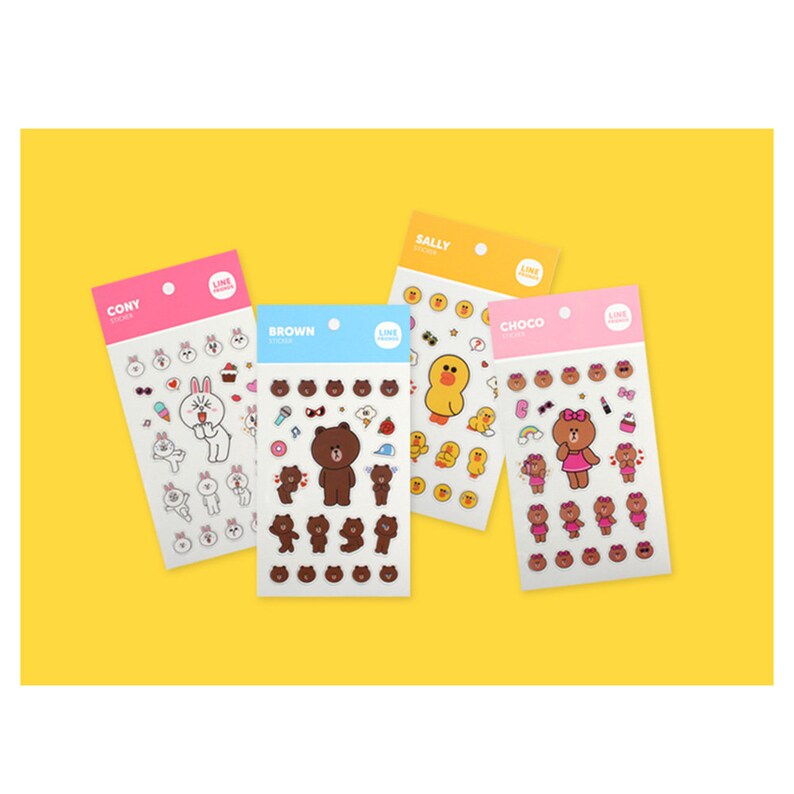 Line Friends Character Mini Clear Ln Stickers Official Goods | Etsy