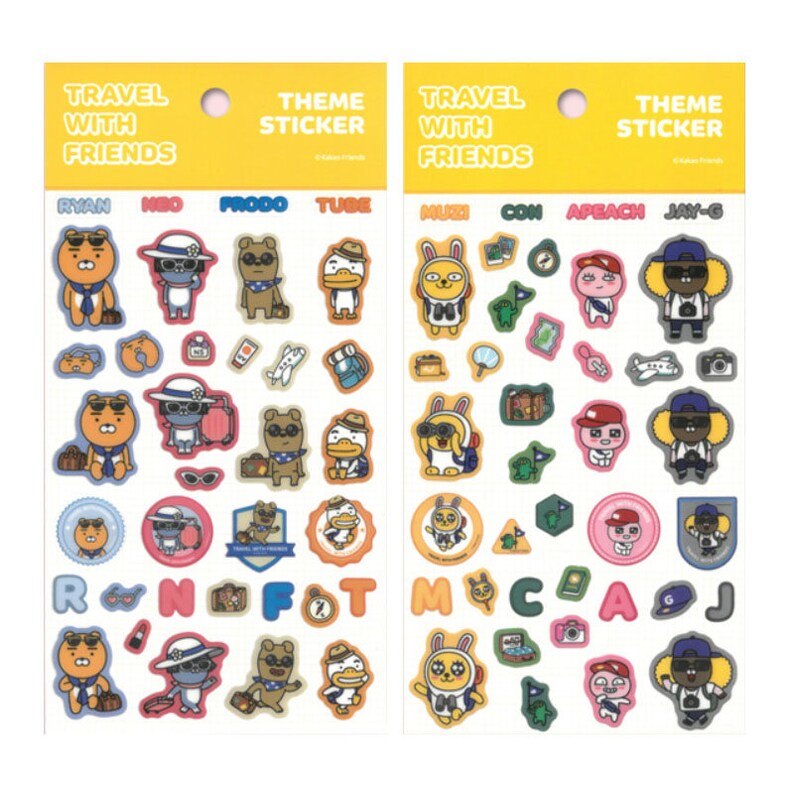 Kakao Friends Character Stickers Clear Travel Daum Official - Etsy