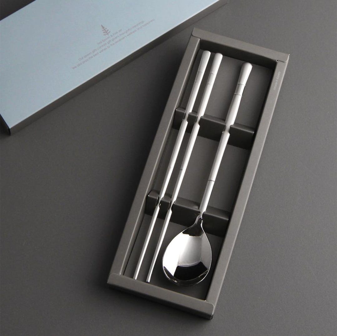 Korean Chopsticks Spoon Set Metal Chopsticks STAINLESS STEEL Sujeo ...