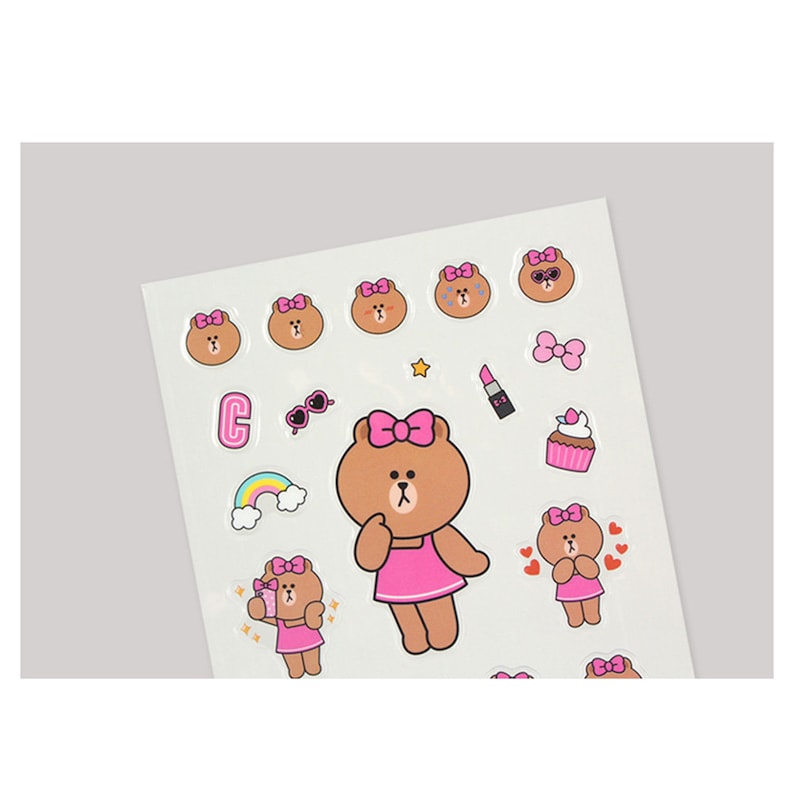 Line Friends Character Mini Clear Ln Stickers Official Goods | Etsy